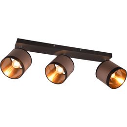 REALITY LEUCHTEN Deckenstrahler "DAVOS, Deckenspot 3-flammig exkl 3xE14 max 10 W Stoffschirm zweifarbig", schwarz (schwarz matt taupe), 3, &Oslash; 16,5cm H: 21,5cm, 1 Stk., Leuchten, Wandspot Deckenspot schwenkbar Leuchtmittel wechselbar Flur K&uuml;che, Deckenstrahler