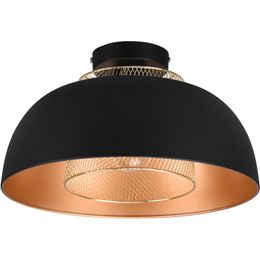 REALITY LEUCHTEN Deckenleuchte "Punch", schwarz (schwarz matt), 1, &Oslash; 35cm H: 20,5cm, 1 Stk., Leuchten, Industrie-Look mit Doppelschirm schwarz-gold, exkl 1xE27 max 40W, Designlampe