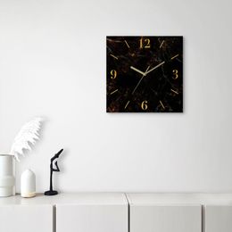 Wanduhr LEONIQUE "Marmor", schwarz, B:30cm H:30cm T:0,3cm, Wanduhren, Wanduhr, wahlweise mit Quarz- oder Funkuhrwerk, lautlos ohne Tickger&auml;usche