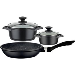 Topf-Set GSW "Gourmet Granit", schwarz, 1,8 l, Töpfe, VITAFLON GRANIT Antihaft-Versiegelung, Granit-Design, Induktion