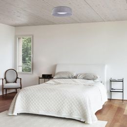 Paco Home Deckenleuchte "TARTE", grau, &Oslash; 37cm H: 11,5cm, Leuchten, Rund B&uuml;roleuchte 2 x E27 Textilschirm Modern Geschlossen Unifarben, Deckenleuchte