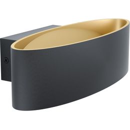 Eglo Wandleuchte "MACCACARI", schwarz (schwarz, goldfarben), 1, H: 7,5cm, 1 Stk., Leuchten, Wand-/Deckenleuchte, L27 x H7,5 x AL13 cm, schwarz, gold, 10W inkl., Wandleuchte