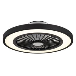Globo LIGHTING Deckenleuchte "BLIZZAK", schwarz (schwarz matt), &Oslash; 54cm H: 15,9cm, 1 Stk., Leuchten, Deckenventilator, Deckenlampe, moderner Ventilator, Deckenleuchte