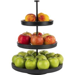 Etagere APS "Frida", braun (braun, schwarz), B:32cm H:43cm L:32cm Ø:32cm, Melamin, Metall, Servierplatten, Etagere, vielseitige Nutzung möglich, 3-stufig