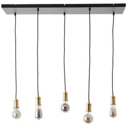 Brilliant Pendelleuchte "Darcia", schwarz, 5, 1 Stk., Leuchten, 133 x 35 x 95 cm, 5 x E27, k&uuml;rzbar, Metall, messingfarben/schwarz, Pendelleuchte