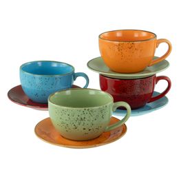 Cappuccinotasse Creatable "Nature Collection Mediterran, Cappuccino-Set, 8-tlg.", bunt, 8 Stk., Steinzeug, Trinkgef&auml;&szlig;e, Cappuccinotasse, Handwerklicher Look, Vintage