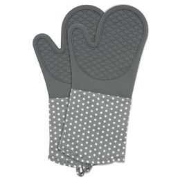 Topfhandschuhe Wenko "Modell Silikon", grau, Baumwolle, Silikon, Topflappen, Ofen- und Grillhandschuhe, Hitzeschutz, Baumwollinnenseite, 1 Paar