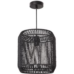 Paco Home Pendelleuchte "Pedro", schwarz (schwarz, schwarz), 1, Ø 28cm H: 27,5cm, Leuchten, Deckenlampe aus Aluminium und Papier, Ø Schirm ca. 28 cm, Fassung E27, Pendelleuchte