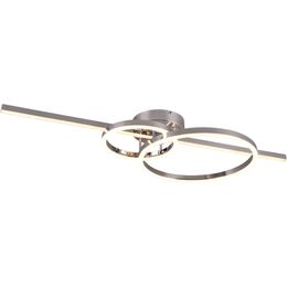 Trio LEUCHTEN LED Deckenleuchte "MONTILLA, Deckenlampe mit Fernbedienung Lichtfarbe einstellbar dimmbar", grau (chrom), 1, H: 12,5cm, 1 Stk., Leuchten, Memoryfunktion + Nachtlicht, als Wandlampe oder Deckenlampe 6300 Lumen, LED Deckenleuchte