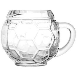 Bierkrug STÖLZLE "Fußball", transparent, H:9,6cm Ø:10,2cm, Glas, Trinkgefäße, 6-teilig