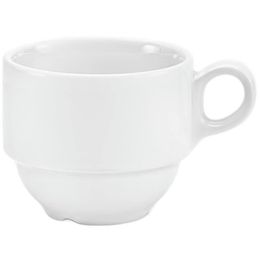 Tasse Van Well "Gourmet", weiß, B:8cm H:6,8cm, Porzellan, Trinkgefäße, Tasse, spülmaschinenfest, mikrowellengeeignet, stapelbar, 0,19 L, 6-teilig