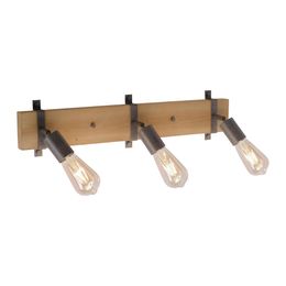 JUST LIGHT Deckenleuchte "SLAT", braun (holzfarben), 3, 1 Stk., Leuchten, ExklusiveE27, Deckenspot Deckenstrahler