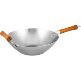 Wok KEN HOM "Excellence", silber (silberfarben), B:31cm H:12cm L:56cm Ø:32cm, Pfannen, Wok, Ø 32 cm