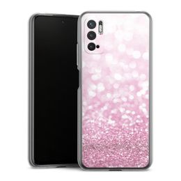 DeinDesign Xiaomi Redmi Note 10 5G Handy Silikon H&uuml;lle Case transparent Handyh&uuml;lle Shine Pink Glitzer Silikon Case