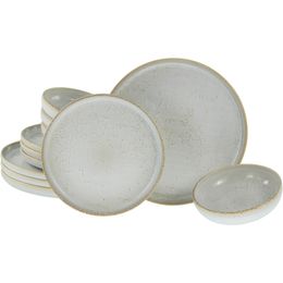Teller-Set Creatable "Uno Vintage Offwhite, Tellerset 12-tlg", wei&szlig;, 12 Stk., Steinzeug, Geschirr-Sets, Shabby Look, Vintage Style
