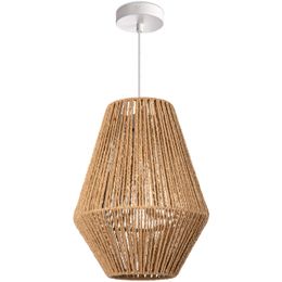 Paco Home Pendelleuchte "Pablo", weiß (weiß, natur), 1, Ø 30cm H: 37cm, Leuchten, LED Pendellampe E27, Optik Boho Korb Wohnzimmer Esszimmer Flur, Pendelleuchte