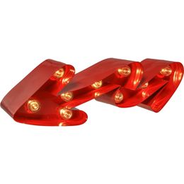 MARQUEE LIGHTS LED Dekolicht "Curved Arrow", rot, 10, H: 12cm, 1 Stk., Leuchten, Wandlampe, Tischlampe Blitz-Pfeil 10 Leuchtmittel - 38x12cm