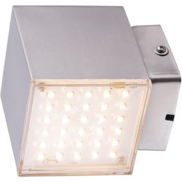Heitronic LED Wandleuchte "Kubus 2", silber (edelstahlfarben), H: 8,8cm, 1 Stk., Leuchten, Wandlampe,Au&szlig;enlampe,indirekter Lichtaustritt nach unten,aus Edelstahl, LED Wandleuchte