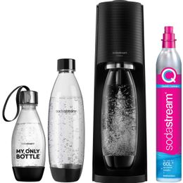Wassersprudler SodaStream "TERRA Vorteilspack", schwarz, B:19,8cm H:43,7cm T:19,8cm, Kunststoff, Wassersprudler, &CO2-Zylinder,1L, 0,5 LKunststoff-Flasche
