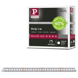 Paulmann LED-Streifen "MaxLED 1000 LED Strip Neutralweiß Einzelstripe", silber (silberfarben), Dioden 128 Stk., Gesamtlänge 1m, Lichterketten, LED-Streifen