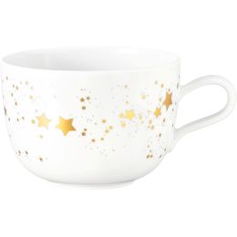 Tasse Seltmann Weiden "Liberty - Golden Stars", gold (wei&szlig;, goldfarben), H:7,4cm &Oslash;:10,3cm, Porzellan, Trinkgef&auml;&szlig;e, Tasse, Milchkaffeeobertasse 0,38 l