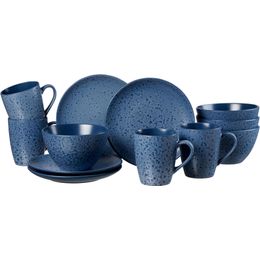 Ritzenhoff & Breker Fr&uuml;hst&uuml;cks-Geschirrset RITZENHOFF & BREKER "Service, Kitwe (Teller, Schale, Kaffeebecher)", blau, 12 Stk., Steinzeug, Geschirr-Sets, Reaktivglasur, jedes St&uuml;ck ein Unikat, 12 Teile, f&uuml;r 4 Personen
