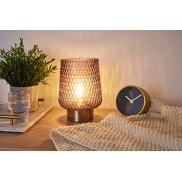 PAULEEN Tischleuchte "Sparkling Glamour", bunt (braun, messingfarben), 1, &Oslash; 16cm H: 21cm, 1 Stk., Leuchten, E27, Batterbiebetrieben, Timerfunktion, Windlicht, Tischleuchte