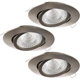 Eglo LED Einbauleuchte "TEDO1", grau (nickelfarben), 3, &Oslash; 8cm H: 11,5cm, 3 Stk., Leuchten