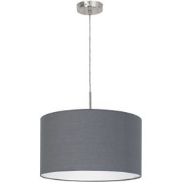 Eglo H&auml;ngeleuchte "PASTERI", grau (grau, nickelfarben), 1, &Oslash; 38cm, Leuchten, H&auml;ngelampe, Wohnzimmer, Esszimmer, K&uuml;che, Textilschirm, 110x38cm, H&auml;ngeleuchte