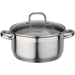Bratentopf GSW "Fogo", silber (edelstahlfarben), H:11,5cm &Oslash;:24cm, T&ouml;pfe, Bratentopf, Induktion