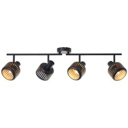 Brilliant Deckenstrahler "Tyas", gold (schwarz goldfarben), 4, H: 23cm, 1 Stk., Leuchten, Spotrohr, 84 cm Breite, 4 x E14, schwenkbar, Metall, schwarz gold, Deckenstrahler