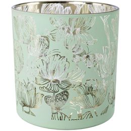 Kerzenhalter CREATIV HOME "Windlicht", mint, H:15cm &Oslash;:15cm, Kerzenhalter, Kerzenhalter, mit floralem Motiv