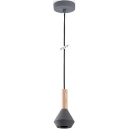 Paco Home Pendelleuchte "MORA", grau, Ø 10cm H: 18,7cm, Leuchten, Wohnzimmer Esszimmer Klein Modern Holz Metall GU10 Küchenlampe, Pendelleuchte