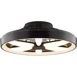 Hanseatic LED Deckenleuchte "DLV2205", schwarz, 1, &Oslash; 48cm H: 16cm, 1 Stk., Leuchten, LED Ventilator, &Oslash; 48 cm, 6400 lm, dimmbar, Fernbedienung, LED Deckenleuchte