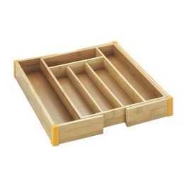 Besteckkasten Maximex "Modell Bambus", braun (holzfarben), B:25,7cm H:5,1cm T:35,7cm, Bambus, Schubladeneins&auml;tze, ausziehbarer Schubladeneinsatz, sortierte Aufbewahrung von Besteck