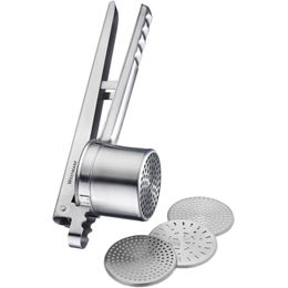 Kartoffelpresse Westmark "Quadro", silber (silberfarben), B:11,5cm L:35cm &Oslash;:7,5cm, Edelstahl 18/10, K&uuml;chenpressen, mit 4 Lochscheiben