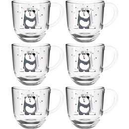 Tasse Leonardo "BAMBINIPanda", bunt (mehrfarbig), H:9cm &Oslash;:8,4cm, Glas, Trinkgef&auml;&szlig;e, Tasse, 280 ml, 6-teilig