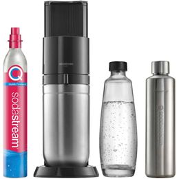 Wassersprudler SodaStream "DUO inkl. 1x Glasflasche 1 l + 1x Metallflasche 0,8 l, 1x QC", grau (titan), B:36,5cm H:44,5cm T:19cm, Kunststoff, Wassersprudler
