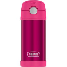 Isolierflasche Thermos "FUNTAINER STRAW BOTTLE, doppelwandiger Edelstahl, sp&uuml;lmaschinenfest", raspberry pink, H:17,6cm, Edelstahl, Kunststoff, Silikon, Trinkflaschen, Isolierflasche, 0,35l, mit Silikonstrohalm, absolut dicht