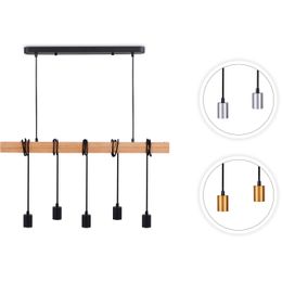 Paco Home Pendelleuchte "SINA", schwarz (schwarz bronze), H: 5cm, Leuchten, LED Pendelleuchte H&auml;ngelleuchte Wohnzimmer Esszimmer Vintage Holz E27, Pendelleuchte
