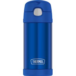 Isolierflasche Thermos "FUNTAINER STRAW BOTTLE, doppelwandiger Edelstahl, sp&uuml;lmaschinenfest", blauberry blau, H:17,6cm, Edelstahl, Kunststoff, Silikon, Trinkflaschen, Isolierflasche, 0,35l, mit Silikonstrohalm, absolut dicht