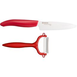 Messer-Set Kyocera "GEN", rot, Keramik, Kochmesser-Sets, scharfe Hochleistungskeramik-Klinge, (Universalmesser, Sparsch&auml;ler)
