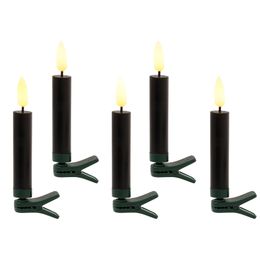my home LED-Christbaumkerzen "Bjarne, 25 kabellos Kerzen mit 3D-Flamme, H&ouml;he ca. 11,5 cm", schwarz, Flammen 25 Stk., Lichterketten, Weihnachtsdeko, Christbaumschmuck mit Dimm-/Flacker- und Timerfunktion