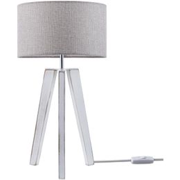 Paco Home Tischleuchte "Canvas uni Color", wei&szlig;, 1, &Oslash; 28cm H: 53cm, Leuchten, Stehlampe Vintage Fu&szlig; LED Lampe Wohnzimmer Skandinavischer Stil E27, Tischleuchte