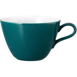 Tasse Seltmann Weiden "Life Fashion", blau (trendy petrol, wei&szlig;), H:7,1cm &Oslash;:10,9cm, Porzellan, Trinkgef&auml;&szlig;e, Tasse, Milchkaffeeobertasse 0,37 l