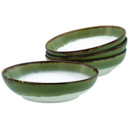 Schale Creatable "Cascade, Poke Bowl 22,5 cm 4-tlg", grün, Ø:22,5cm, Steinzeug, Schüsseln, Schale, Rekativglasur, Healthy Food
