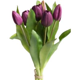 Kunstblume BOTANIC-HAUS "Willa", lila (aubergine), B:16cm H:32cm T:16cm, Kunststoff, Kunstpflanzen, Tulpenb&uuml;ndel im 7er-Set