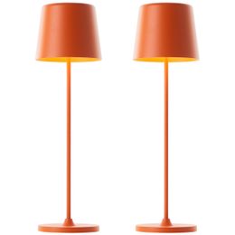 Brilliant LED Tischleuchte "Kaami - mobile LED Au&szlig;en Akku Tischlampe 2er-Set", orange, &Oslash; 10cm H: 37cm, 2 Stk., Leuchten, 310 lm, Touchdimmer, USB, Akku, Outdoor, Indoor, Akkuleuchte 37cm hoch, LED Tischleuchte