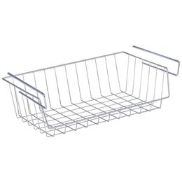 Organizer Wenko, silber (silberfarben gl&auml;nzend), B:44cm H:27cm T:15cm, Metall, Aufbewahrungsboxen, Aufbewahrungskorb zum Einh&auml;ngen am Regalboden, Befestigung ohne Bohren