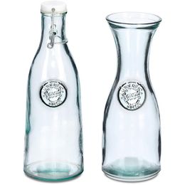 Karaffe zeller PRESENT, transparent, H:28cm &Oslash;:10cm, Glas, Kunststoff, Karaffen, Karaffe, Recycled Glas